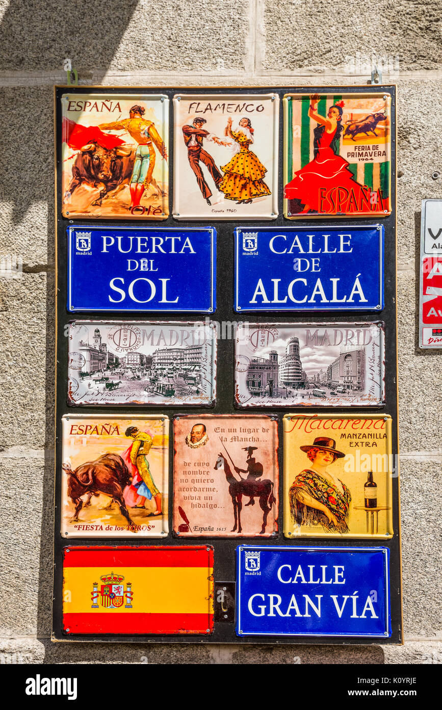 Madrid, Spain - May 22, 2014: Artistic retro vintage old typical street ...