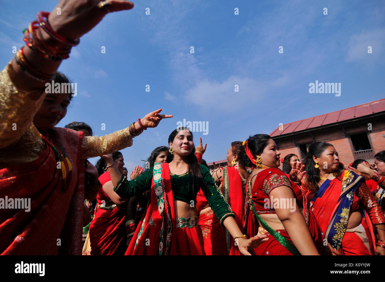 Kathmandu, Nepal. 24th Aug, 2017. Nepalese devotee's woman dance during ...