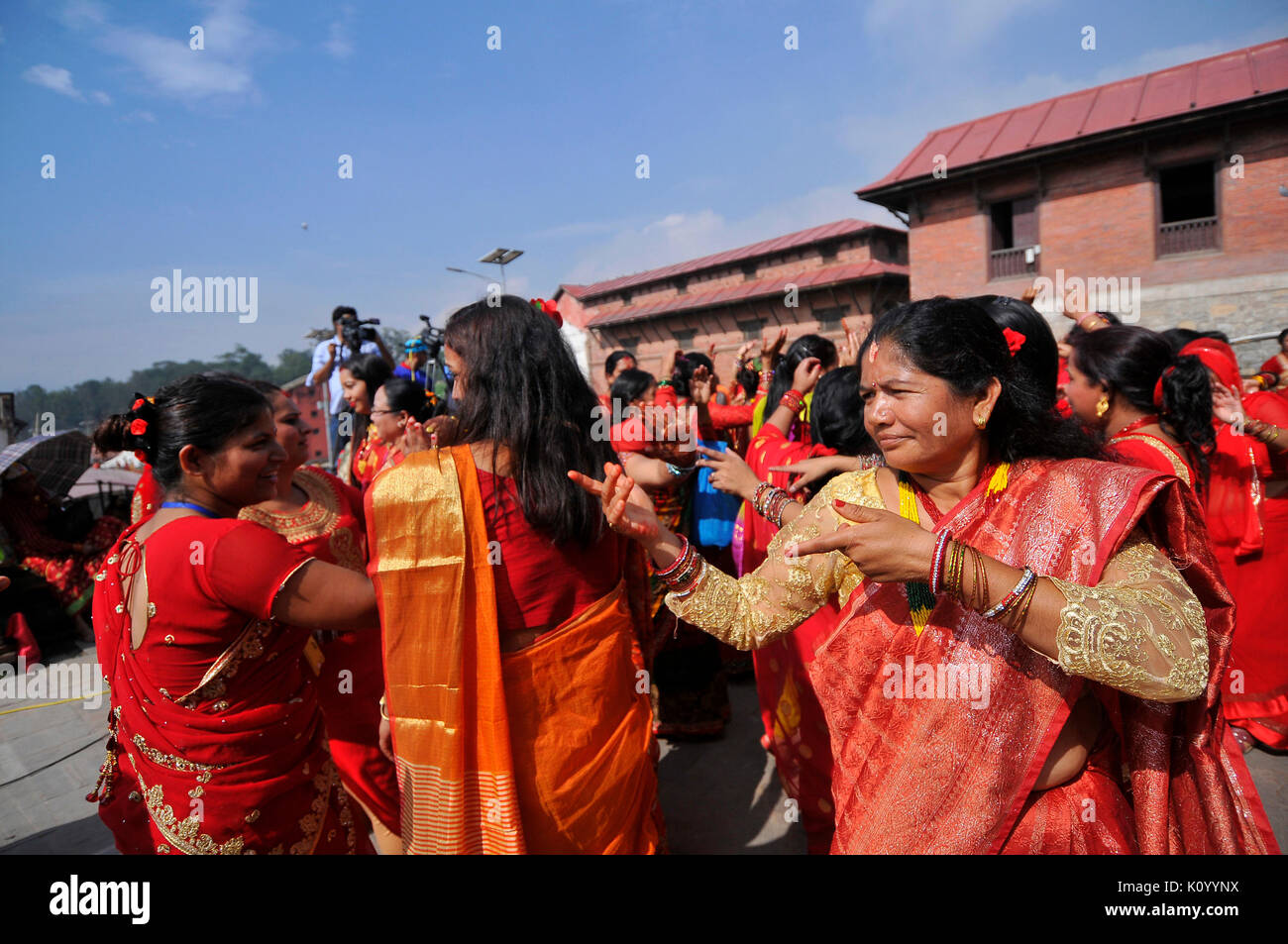 Kathmandu, Nepal. 24th Aug, 2017. Nepalese devotee's woman dance during ...
