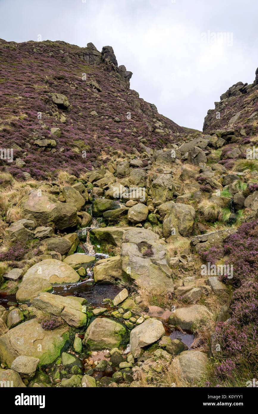 Rugged landscape at Grindsbrook Clough near Edale, Peak District ...