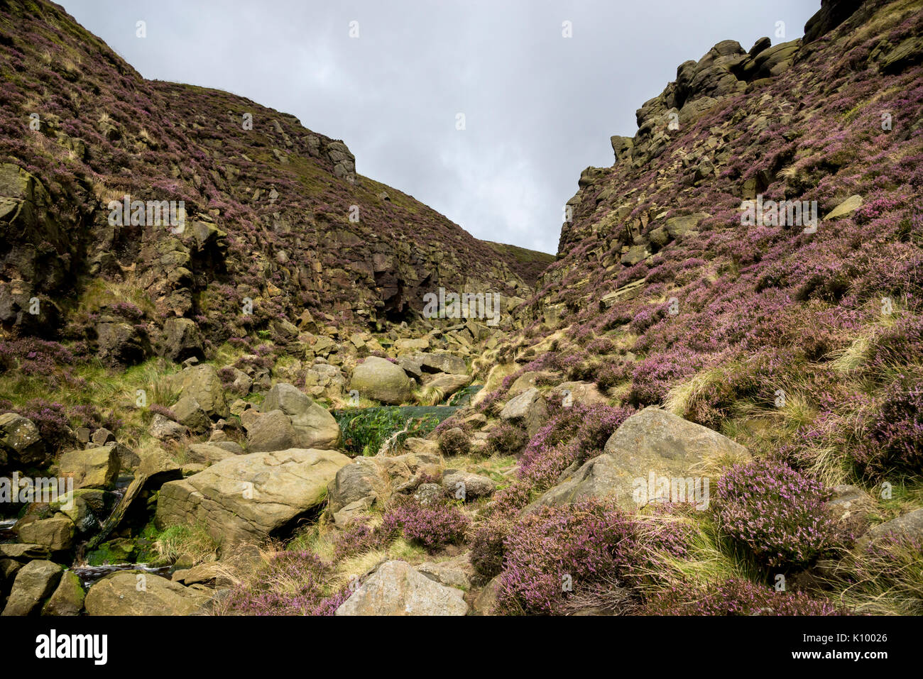 Rugged landscape at Grindsbrook Clough near Edale, Peak District ...
