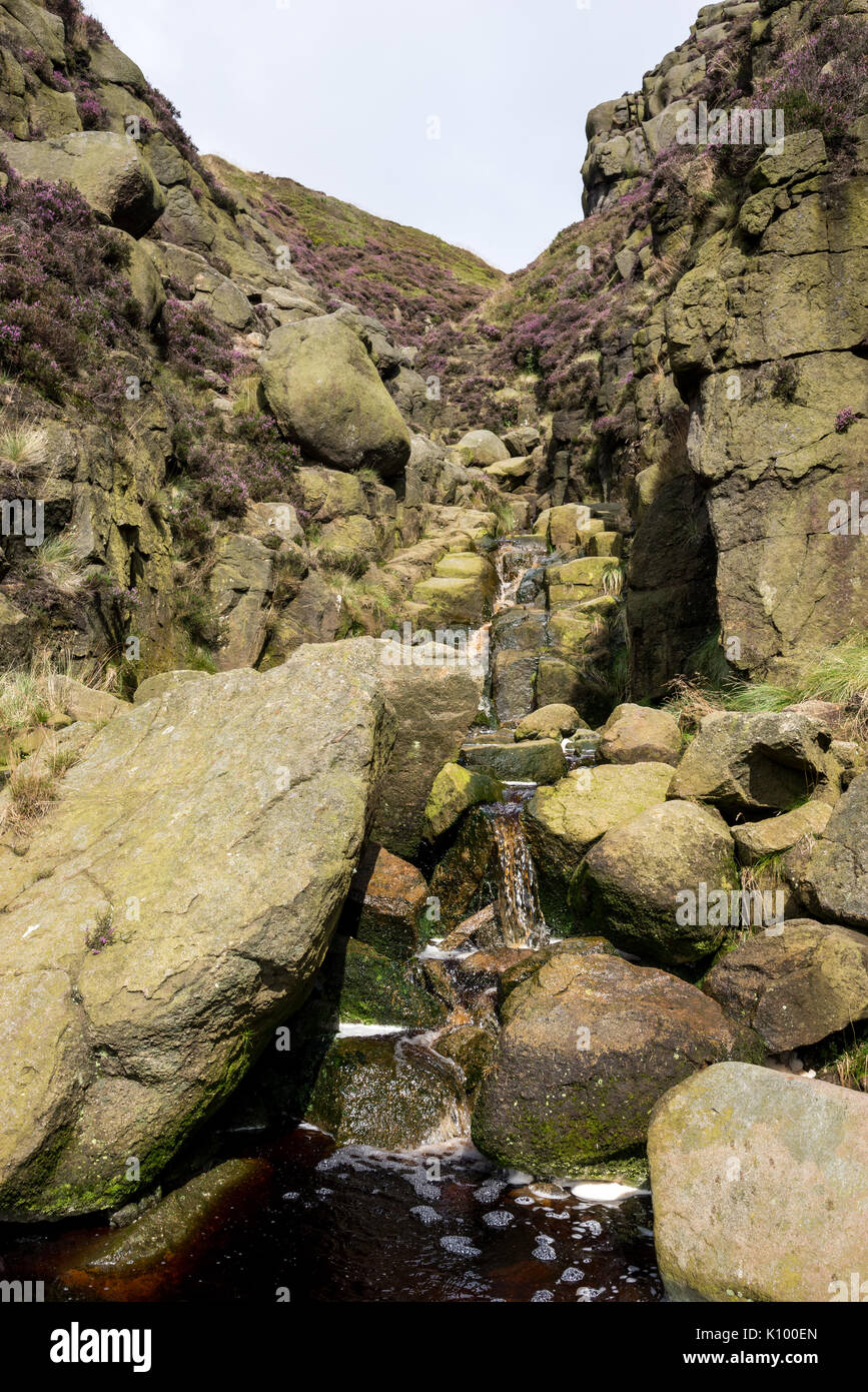 Rugged landscape at Grindsbrook Clough near Edale, Peak District ...