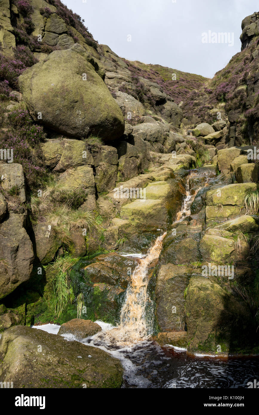 Rugged landscape at Grindsbrook Clough near Edale, Peak District ...