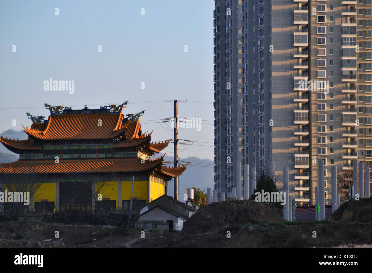 Contrast traditional modern buildings in china hi-res stock photography ...