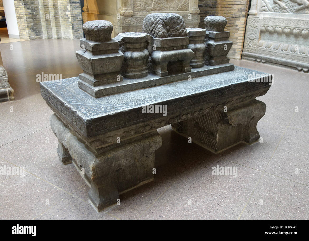 Altar table from Zu Dashou's tomb, view 1, China, Yongtai village near ...