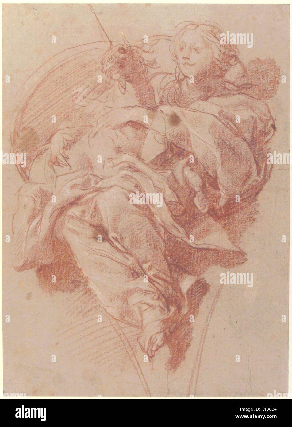 Allegorical Figure of Purity with a Unicorn (recto); Study for Drapery (verso) MET 69.115 Stock ...