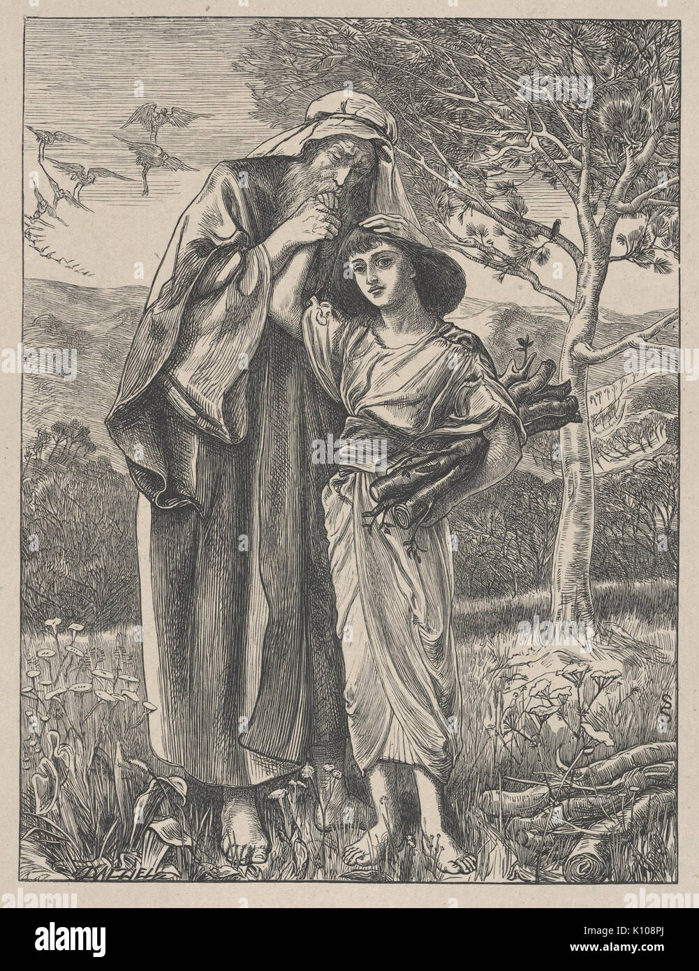 The artwork *Abraham and Isaac*, part of Dalziel's Bible Gallery ...