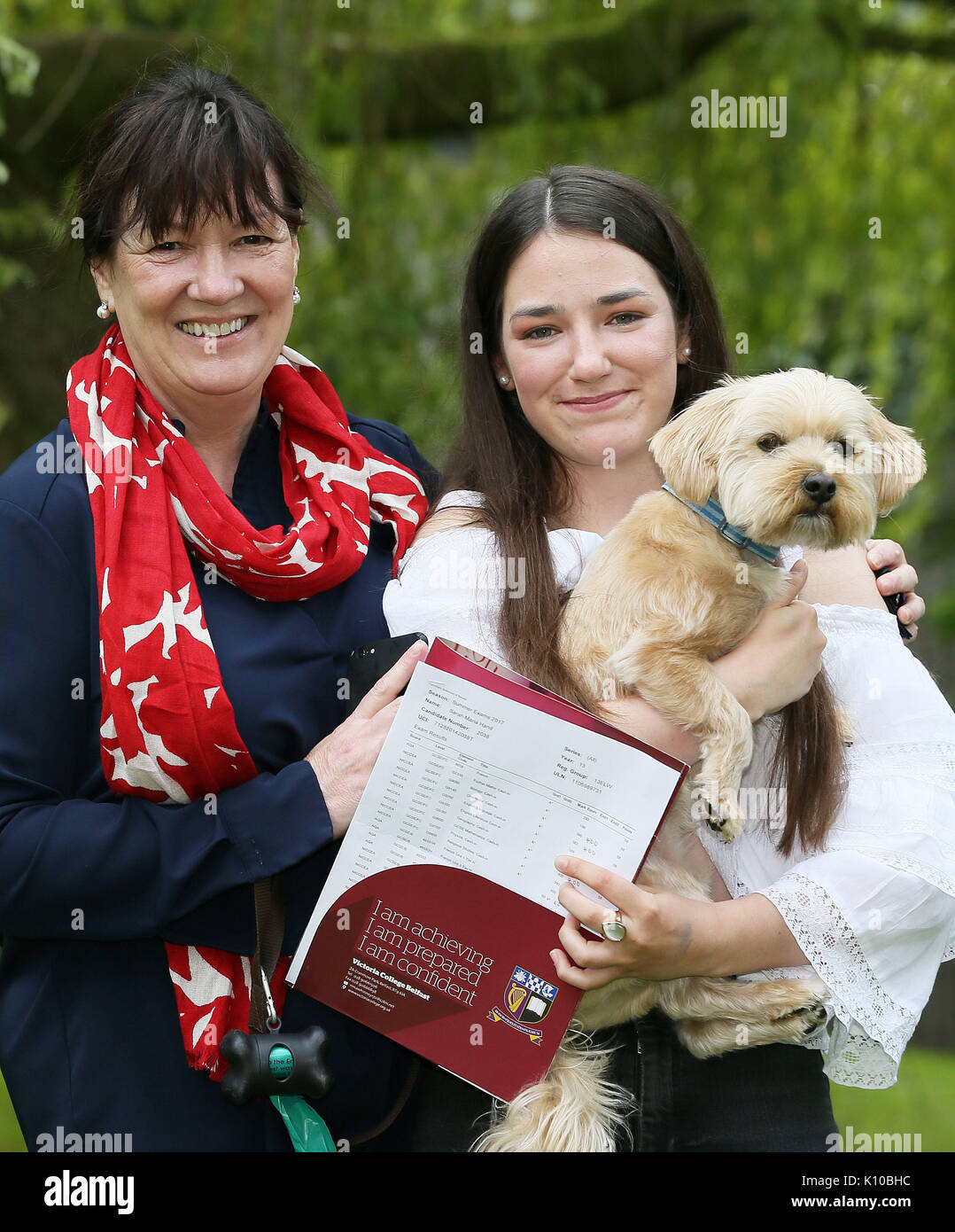 Sarah Hand who achieved 10 A*s celebrates with her mother Maria and dog ...