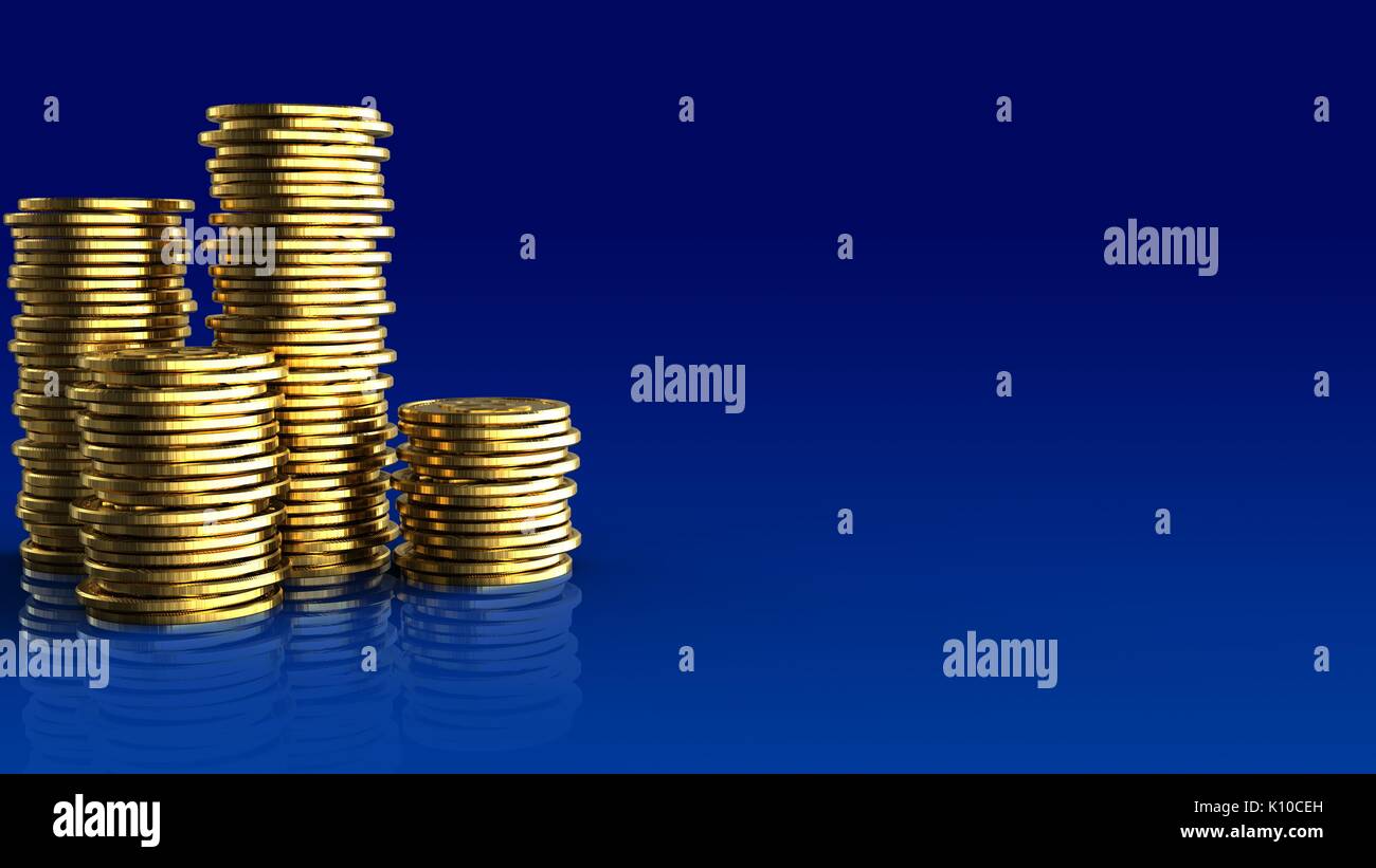 3d illustration of coins over blue gradient background Stock Photo - Alamy