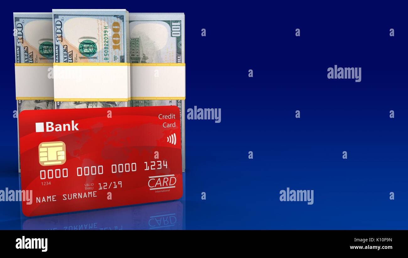 3d illustration of dollar banknotes over blue gradient background with ...