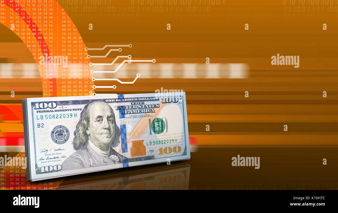 3d illustration of cash over orange cyber background Stock Photo - Alamy