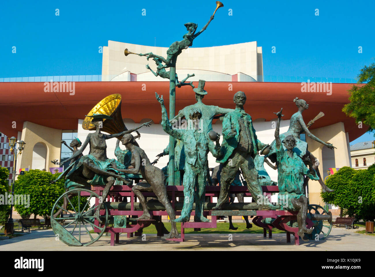 Characters of Caragiale, by Ioan Bolborea, in front of Teatrul National ...