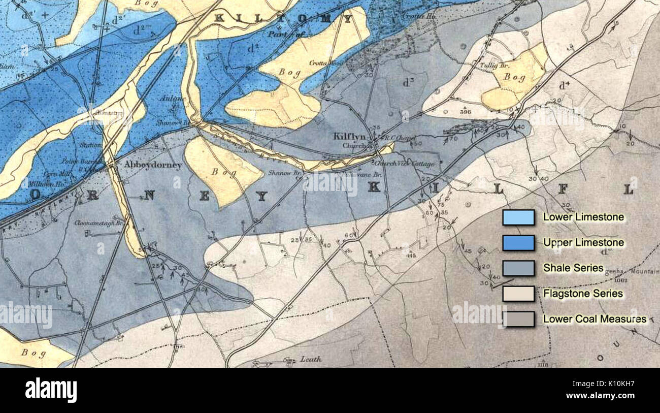 BGS GSI map Kilflynn 1883 Stock Photo - Alamy
