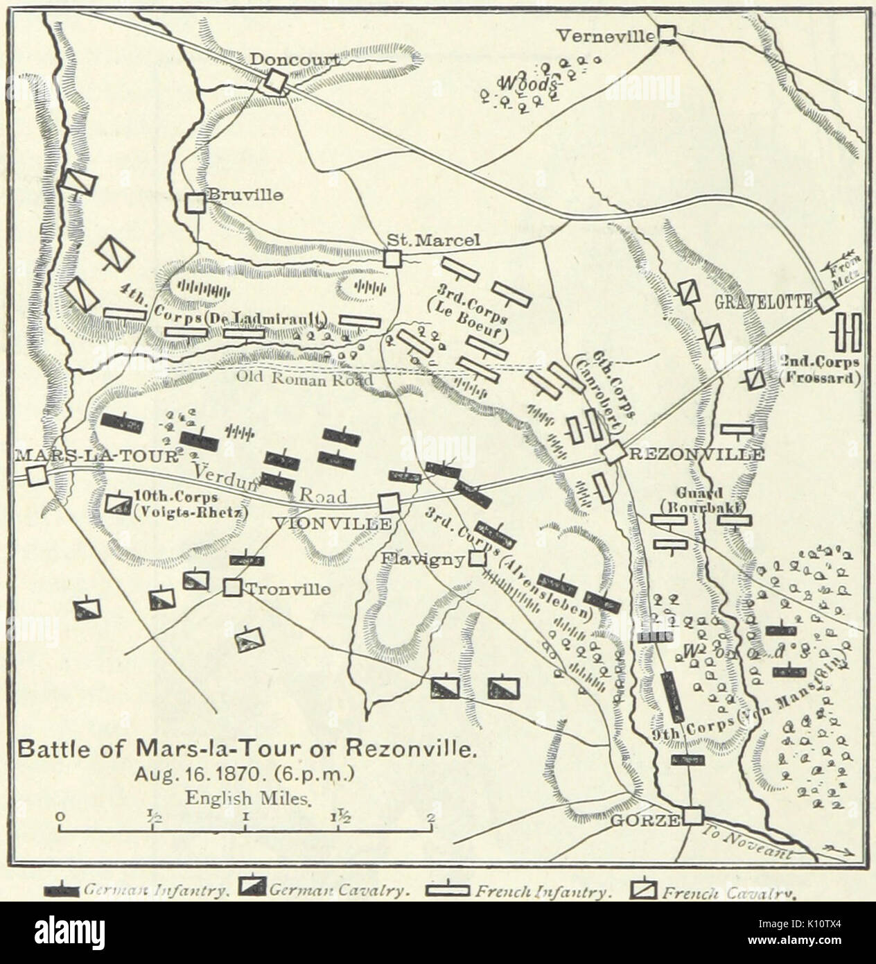 Battle of Mars la Tour map Stock Photo - Alamy