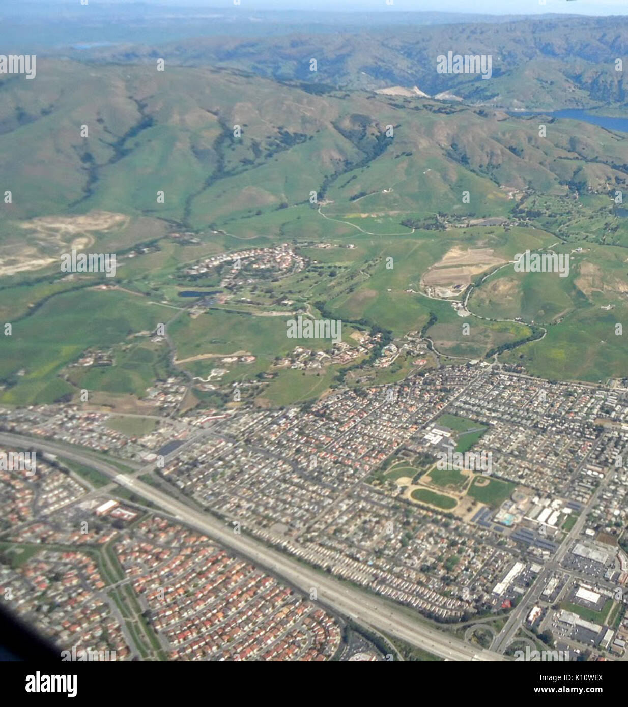 Aerial view of Phoenix Arizona mountains and city and highways Stock ...