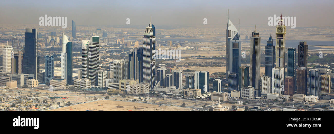 Dubai Emirates Towers panorama panoramic aerial view photography UAE ...