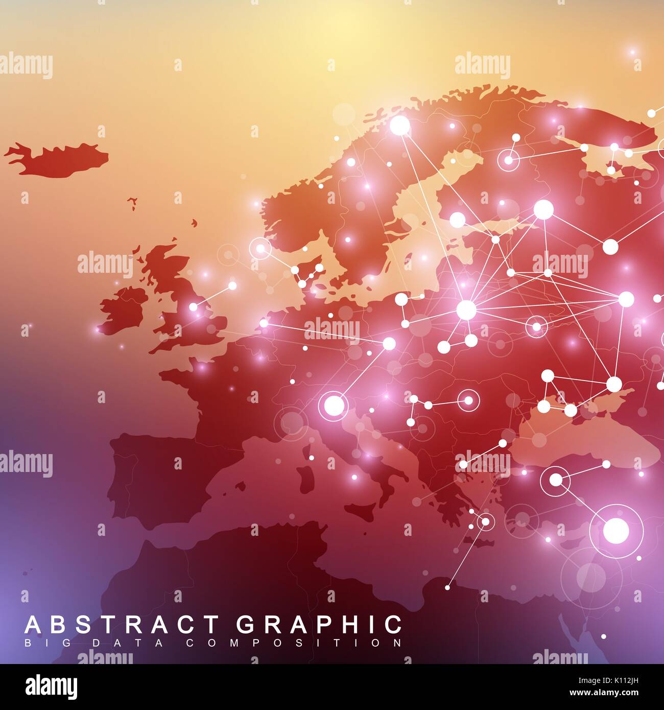 Geometric graphic background communication with Europe Map. Big data ...