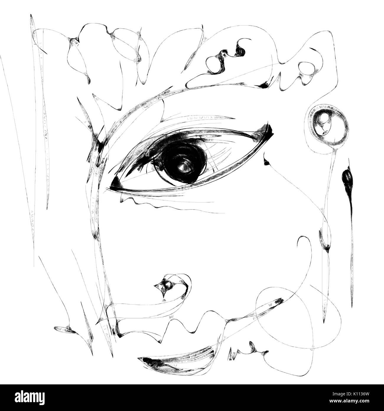 Simple Line Face (Digital Painting Stock Photo - Alamy
