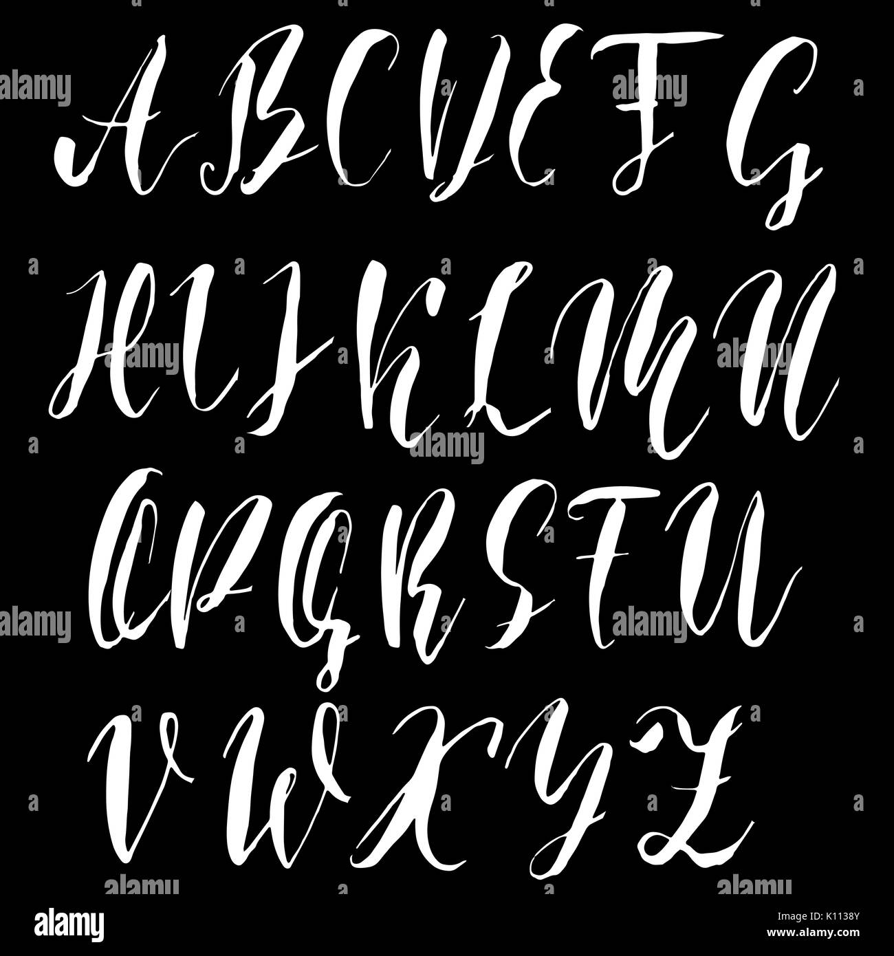 Hand drawn elegant calligraphy font. Modern brush lettering. Grunge ...