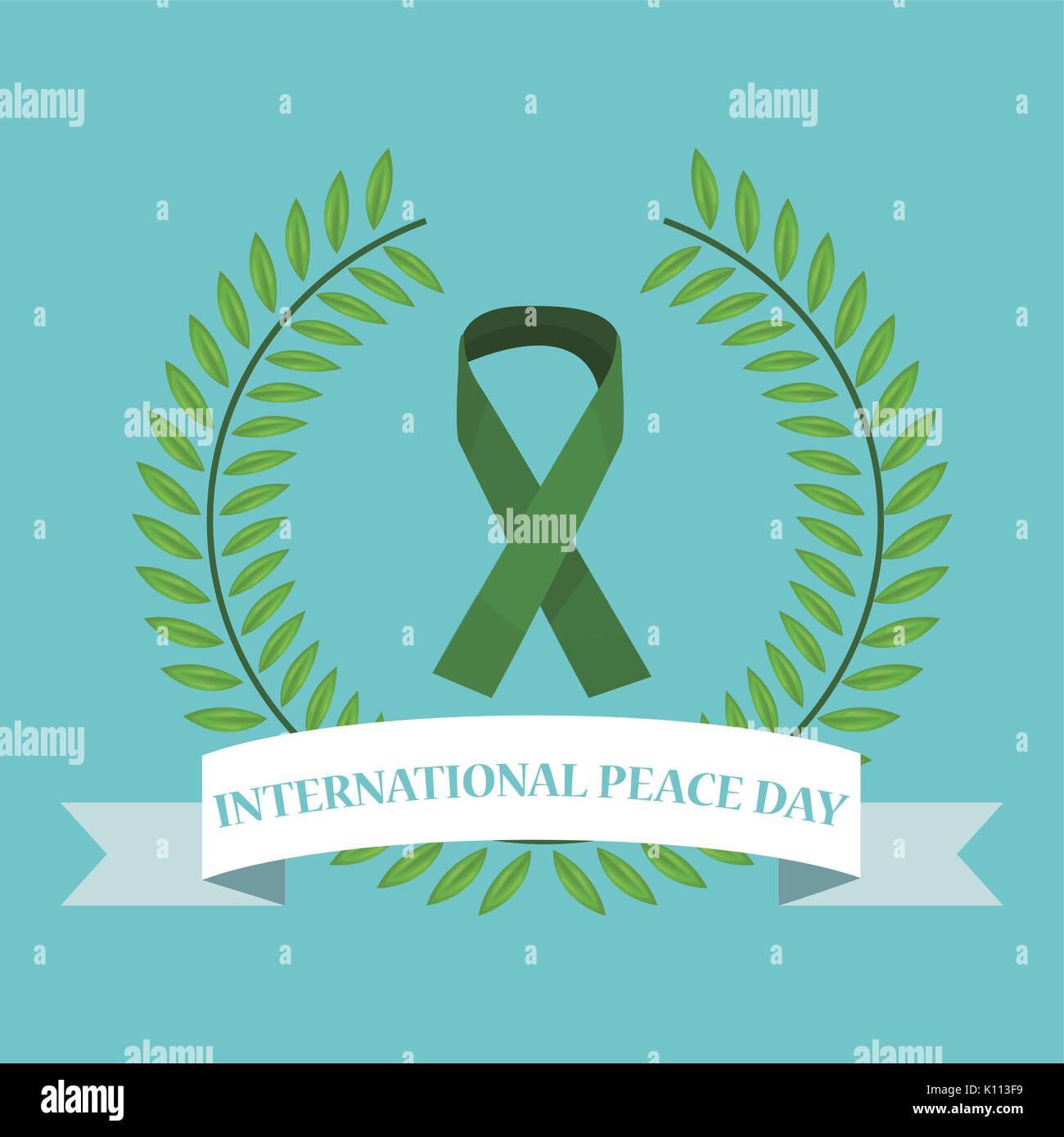color poster crown of leaves with label international peace day text ...