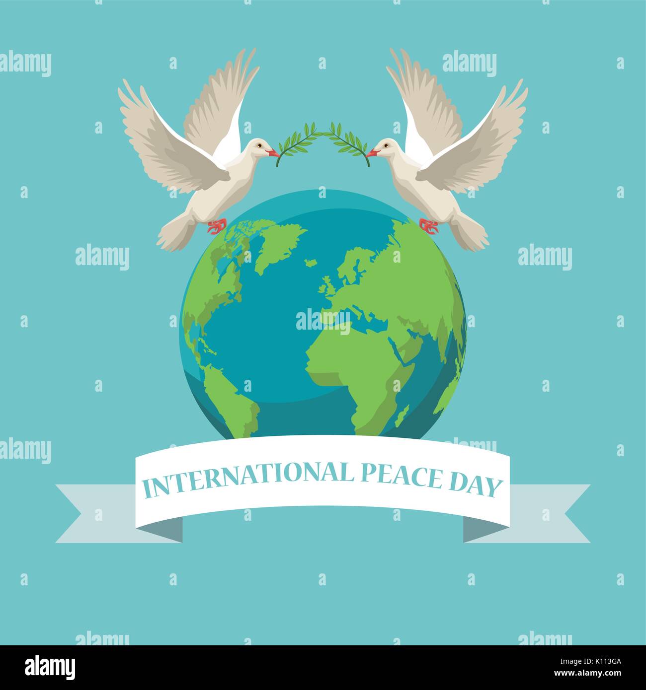 color poster pair pigeons flying with olive branch in peak and earth ...