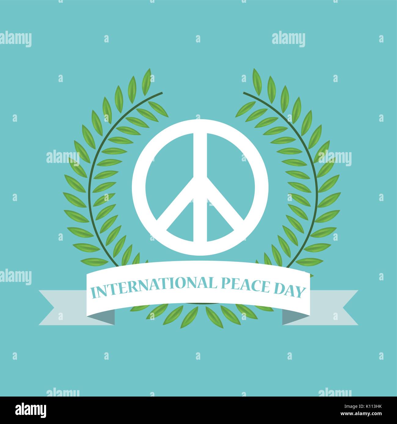 color poster crown of leaves around of symbol and ribbon of ...