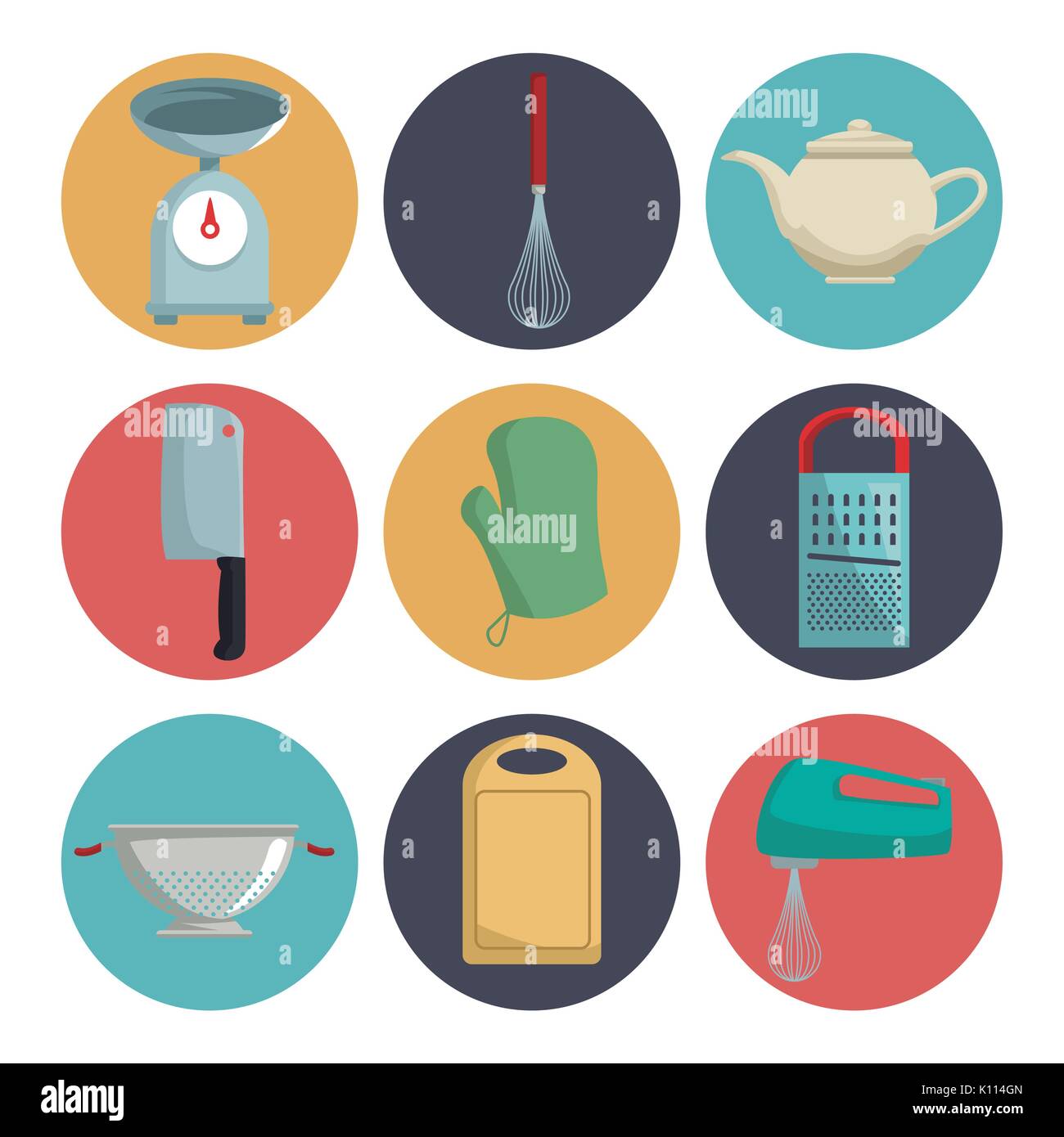 white background with set color of icons different elements kitchen ...