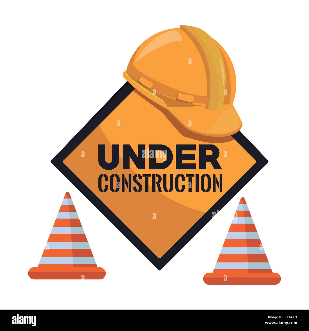 white background with traffic signal text under construction and helmet ...