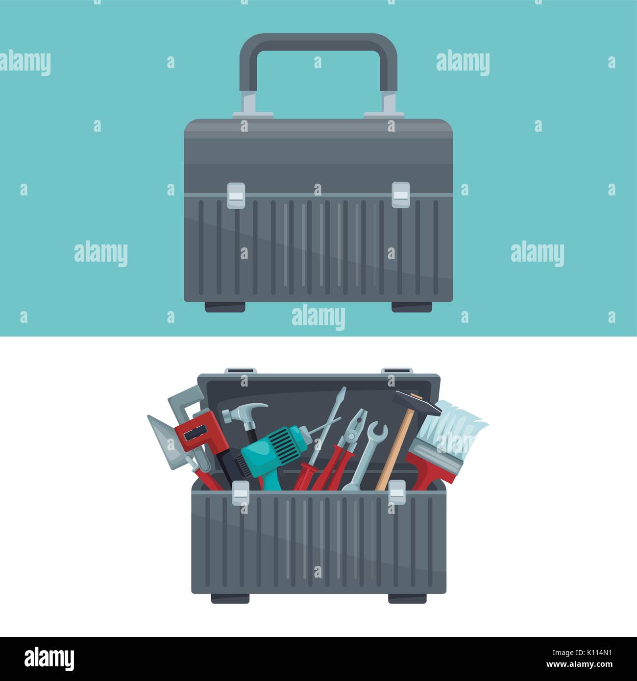color banner with toolbox closed and opened Stock Vector Image & Art ...