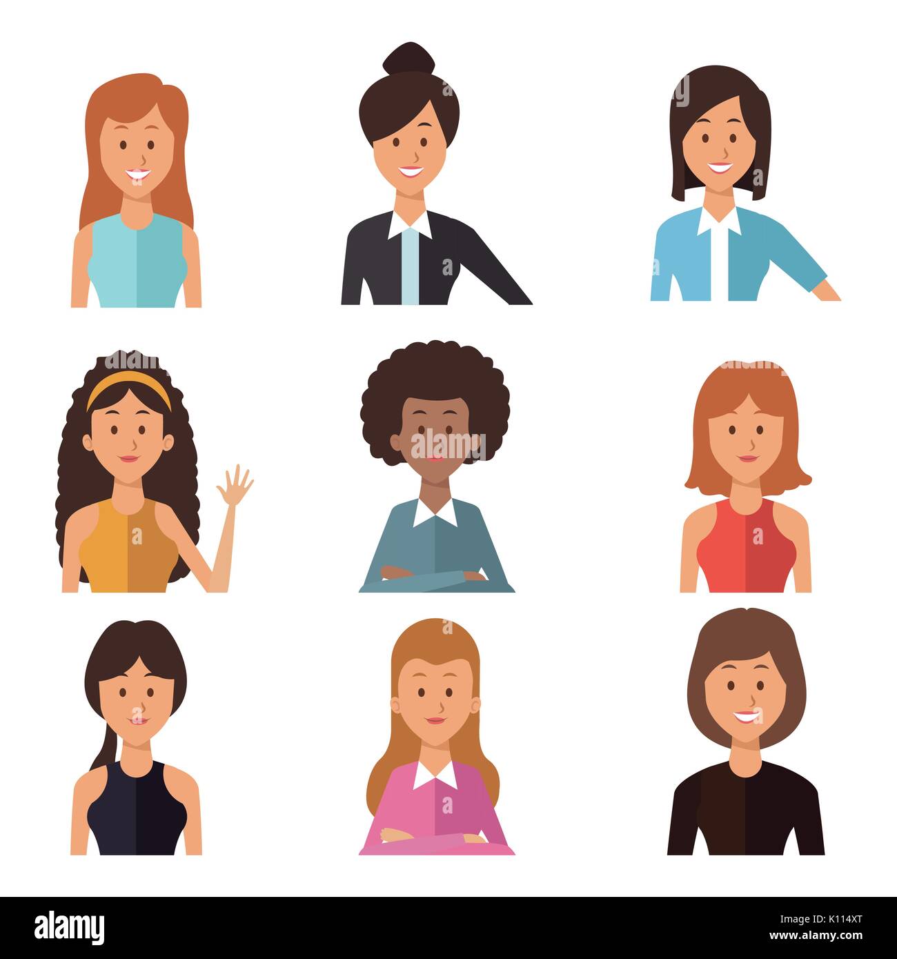 white background with set half body group people women Stock Vector ...