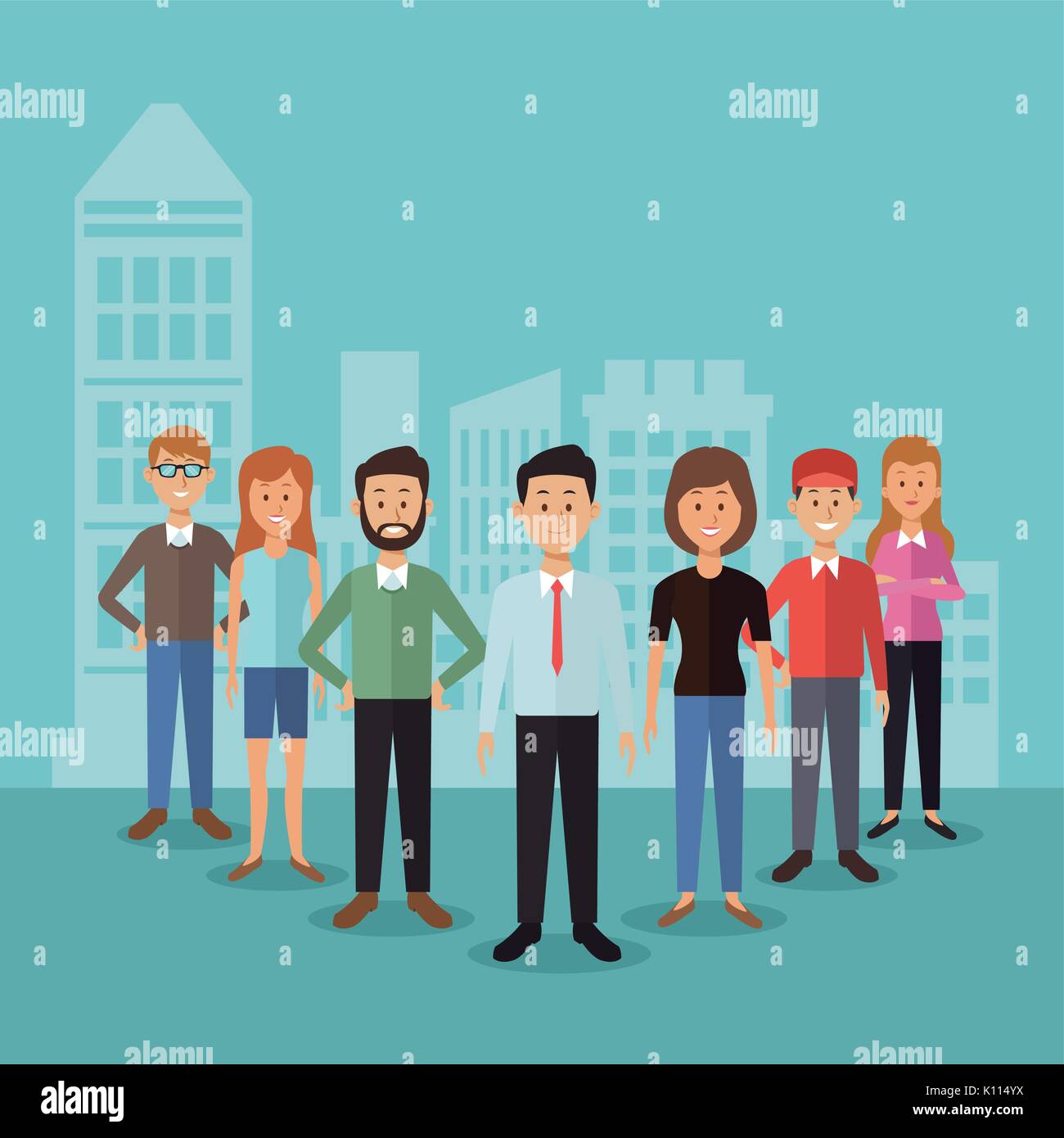 Group Of People Silhouette Color