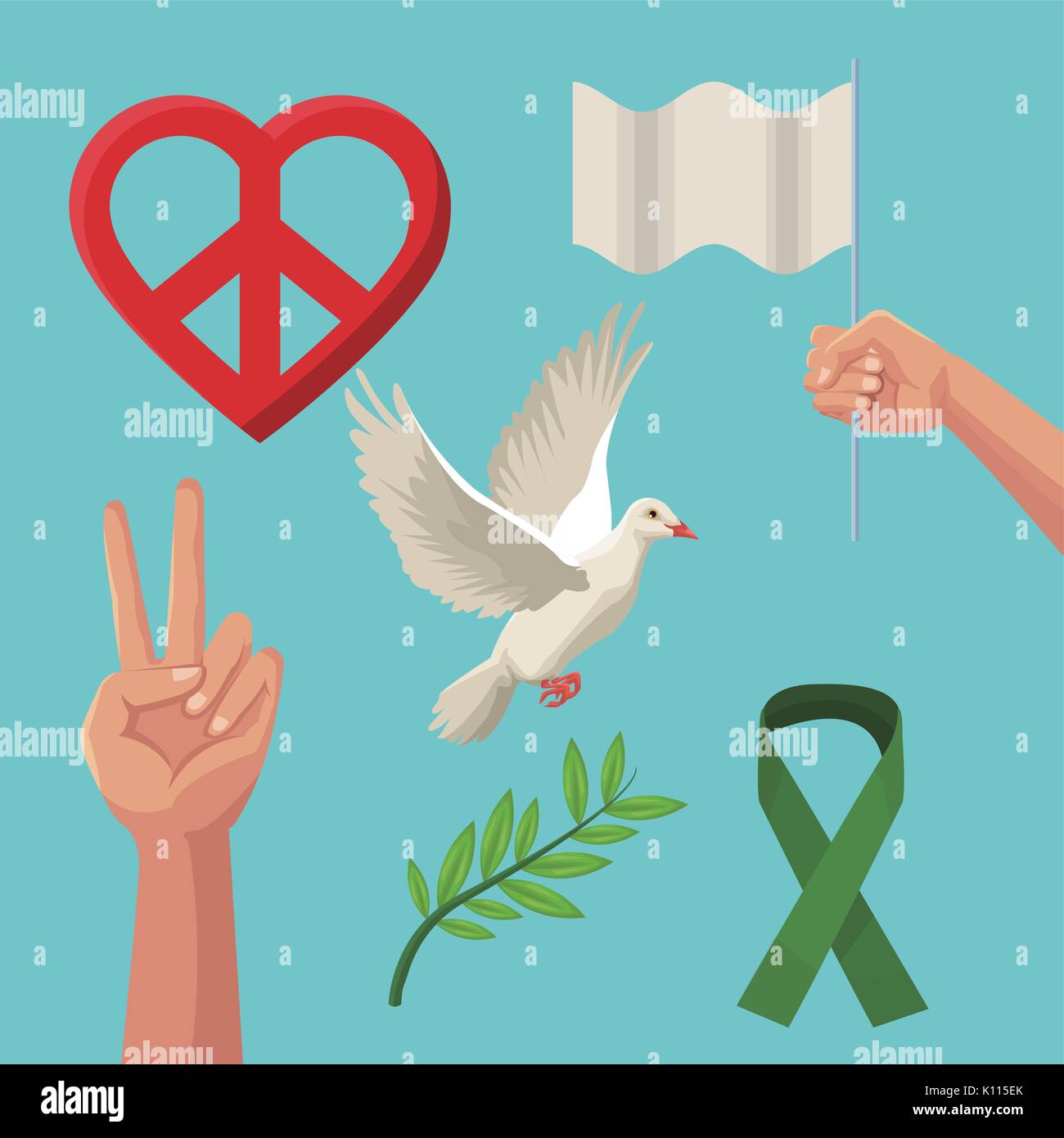 color poster icons of peace and love symbols vector illustration Stock ...