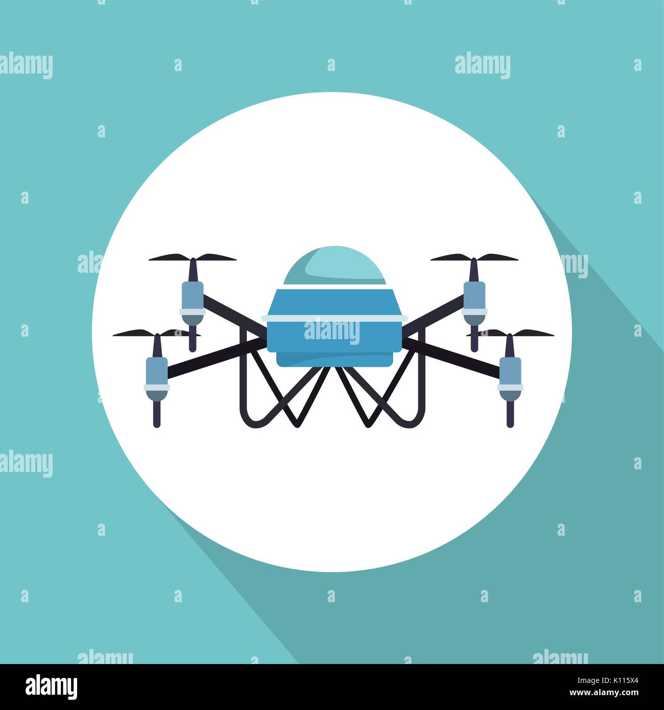 color background with circular frame robot drone with four airscrew ...