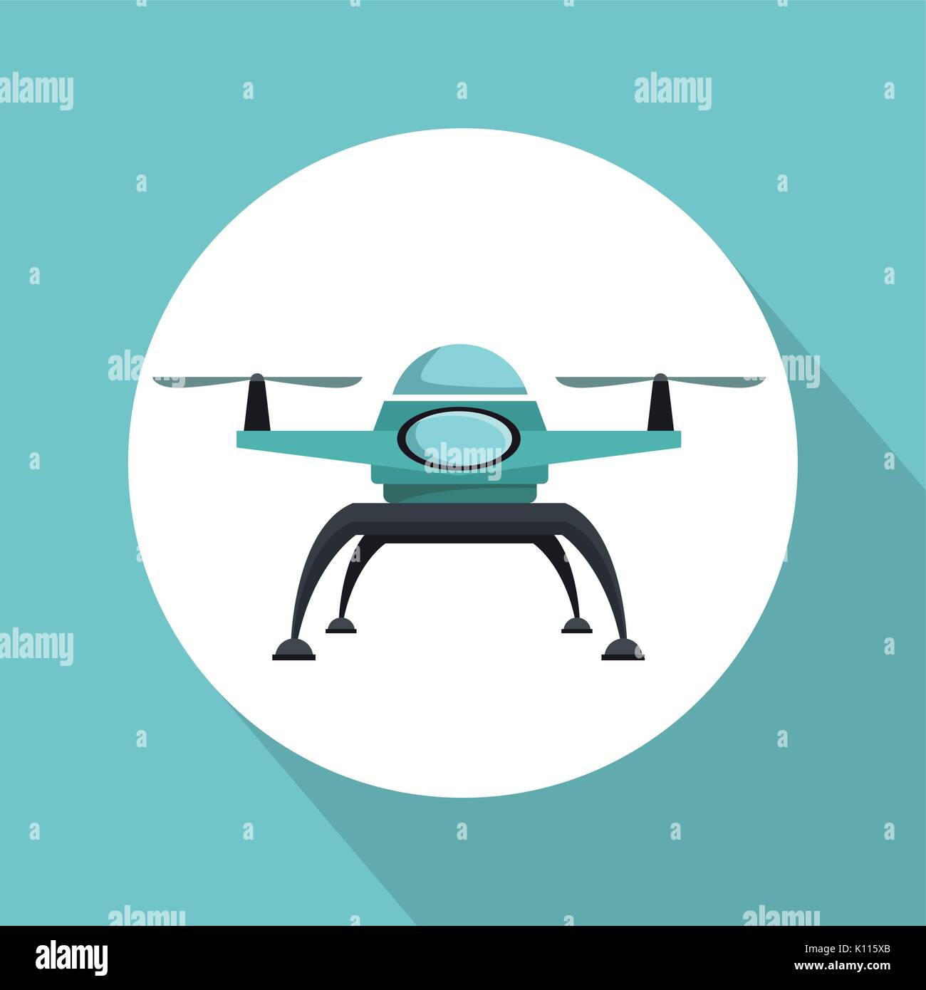 color background with circular frame drone with two airscrew flying ...
