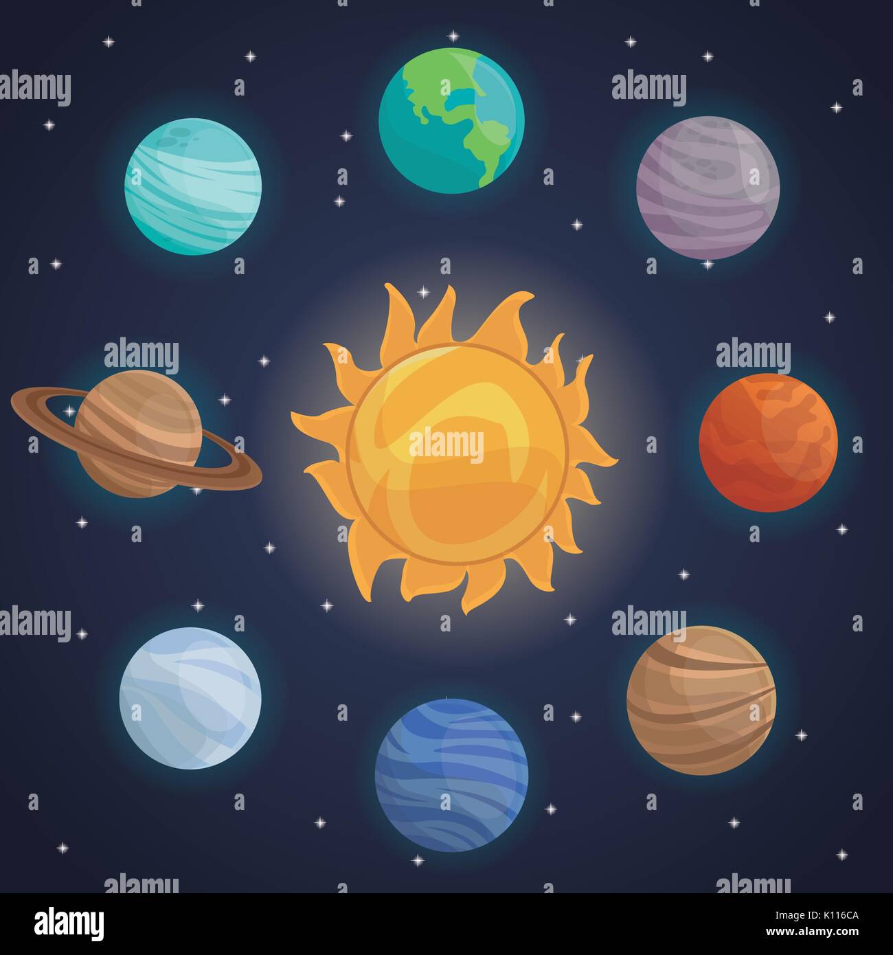 color space landscape background with solar system Stock Vector Image ...