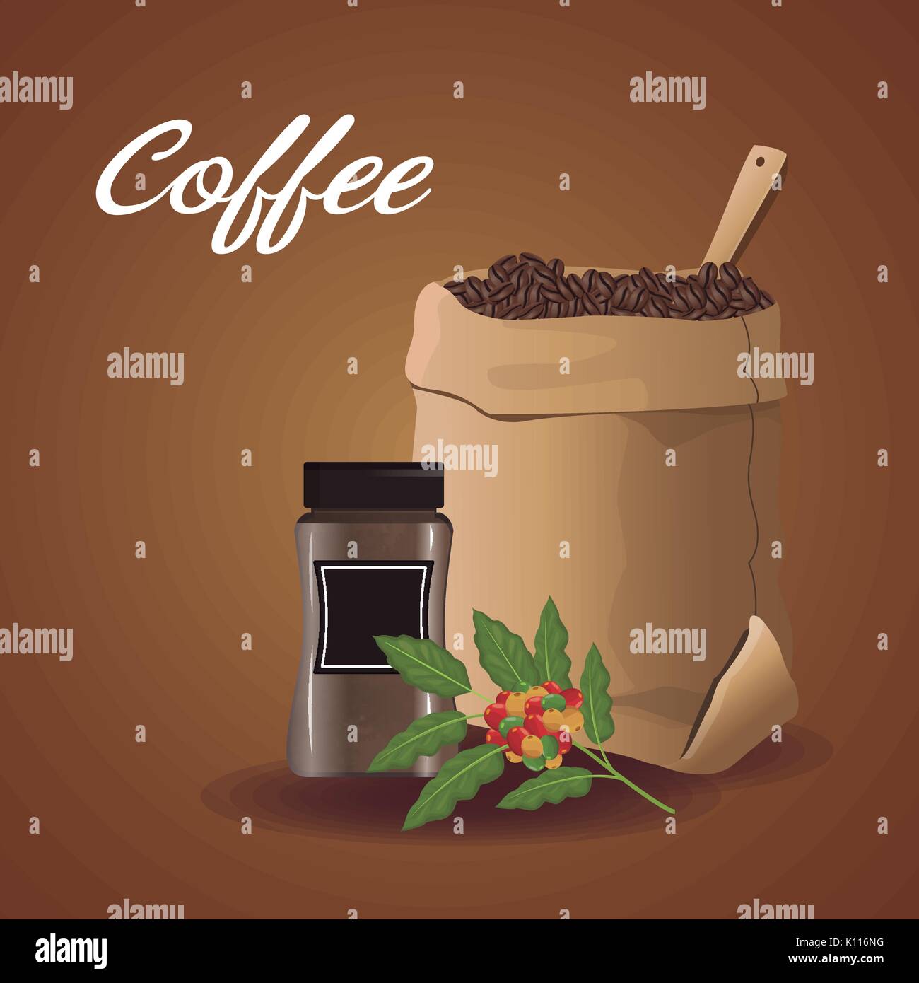 color poster sack with coffee beans and glass container for sale and ...