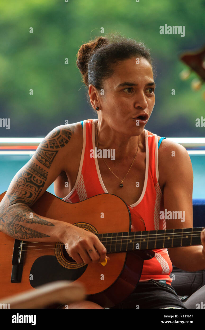 The traditional singers from Hapatoni village on Tahuata Island in the ...
