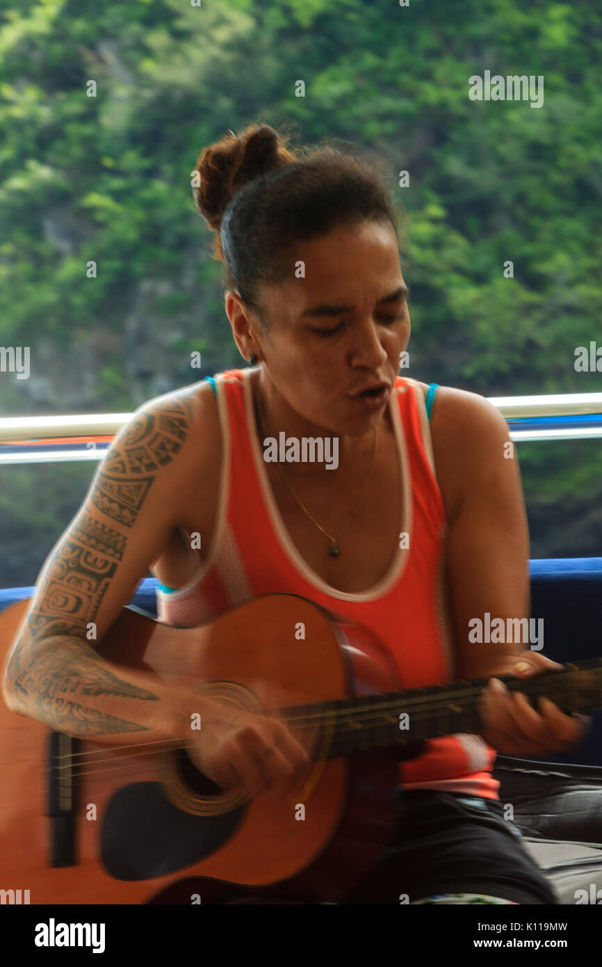 The traditional singers from Hapatoni village on Tahuata Island in the ...