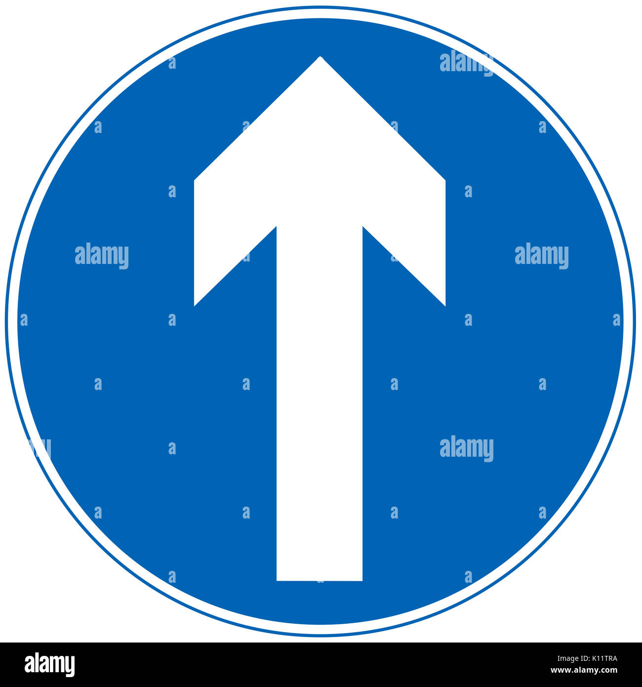 Ahead only road sign on white background Stock Photo - Alamy