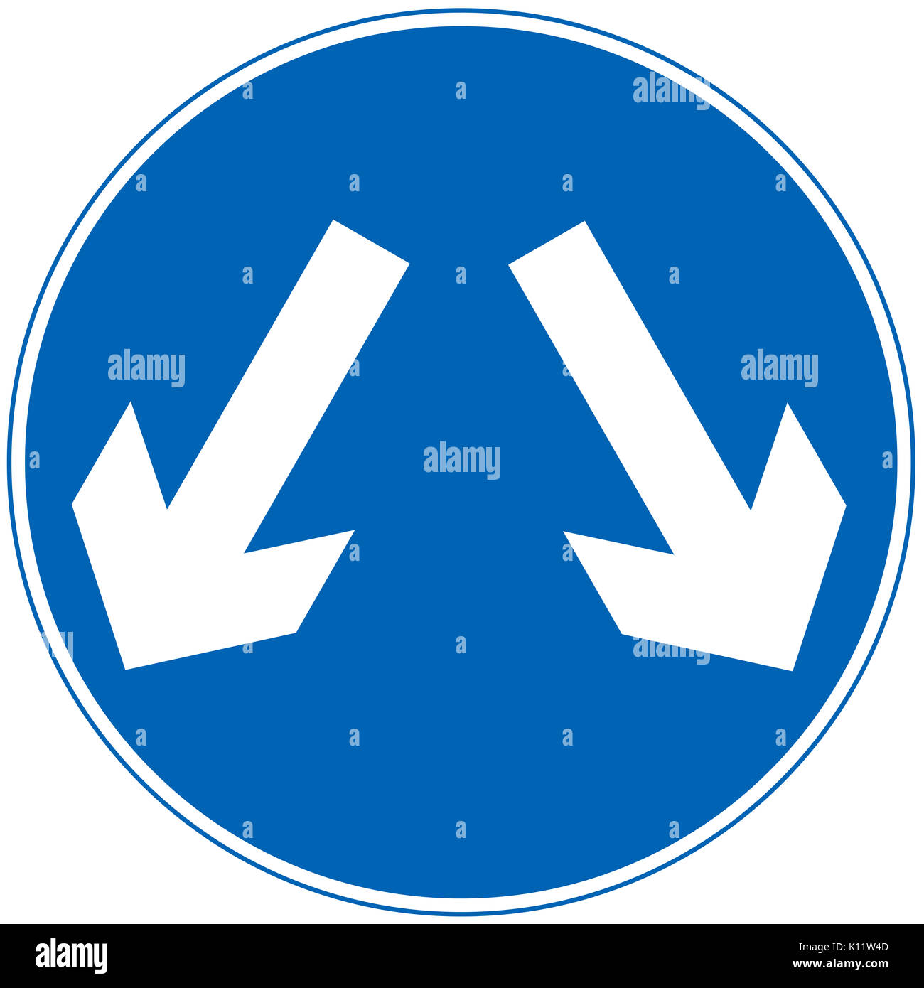 Vehicles may pass either side to reach same destination road sign on ...