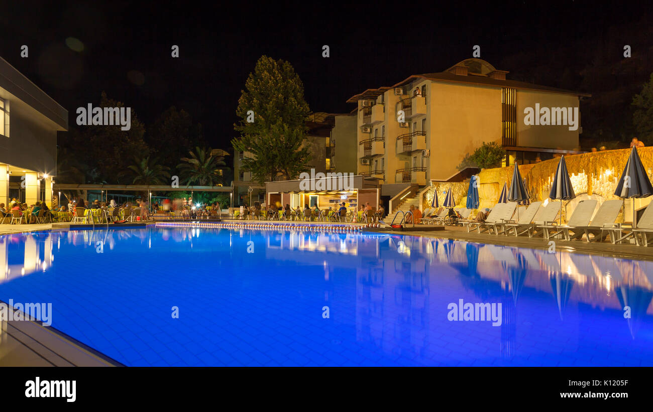 Night view of the swimming pool in the thermal hotel PAM Stock Photo ...