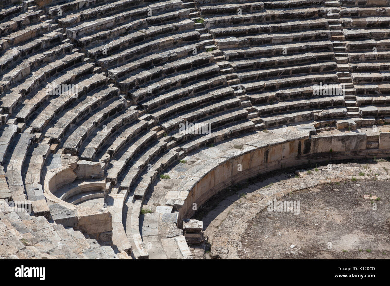 Rows Stone Seats of Ancient amphitheater in Pamukkale, Turkey Stock ...