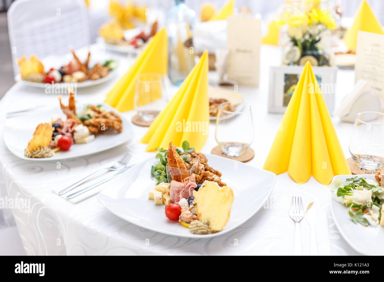 Appetizers plate on beautiful decorated catering, banquet table Stock ...