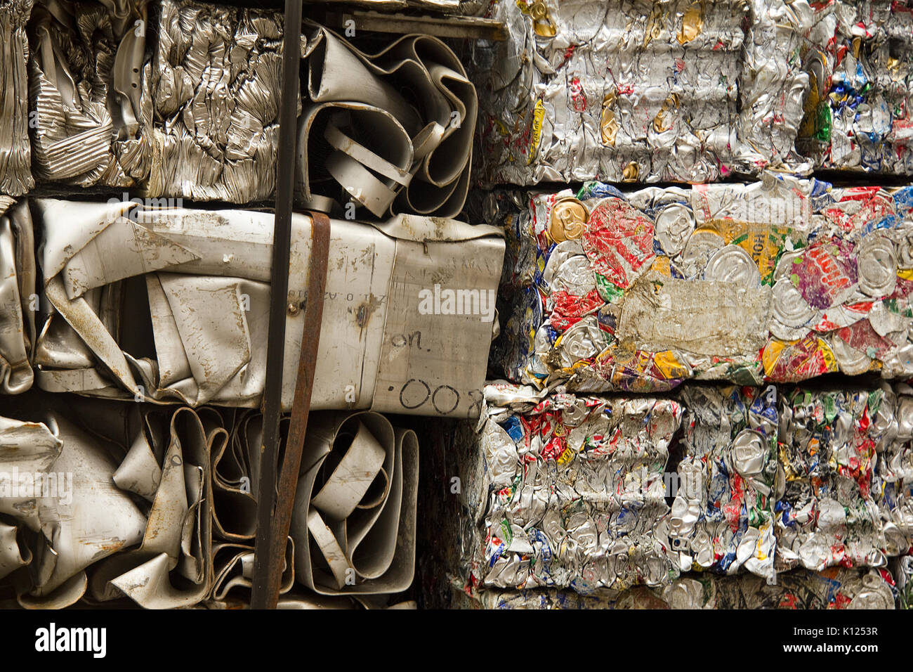 Crushed metal recycling Stock Photo - Alamy