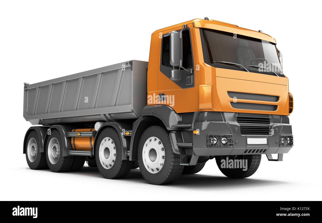Empty Dump Truck. Perspective. Isolated on white background Stock Photo ...