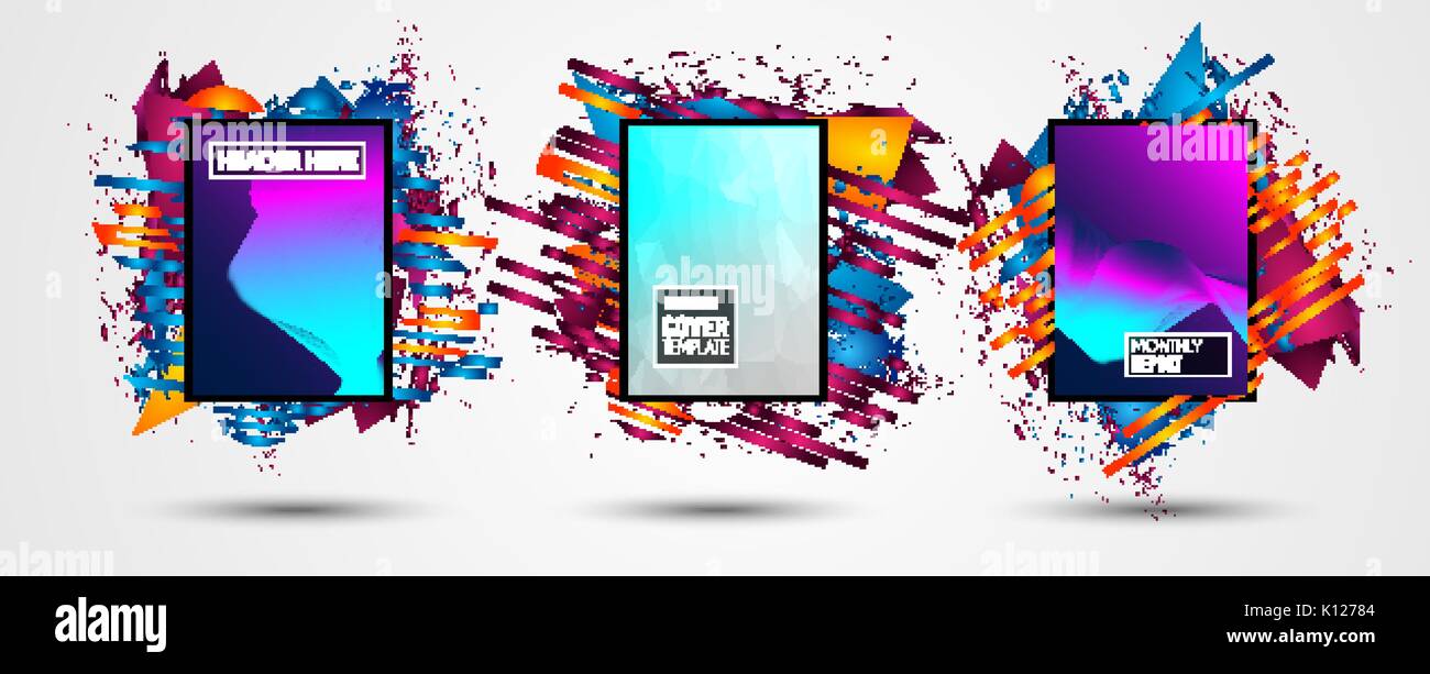 Futuristic Frame Art Design with Abstract shapes and drops of colors ...