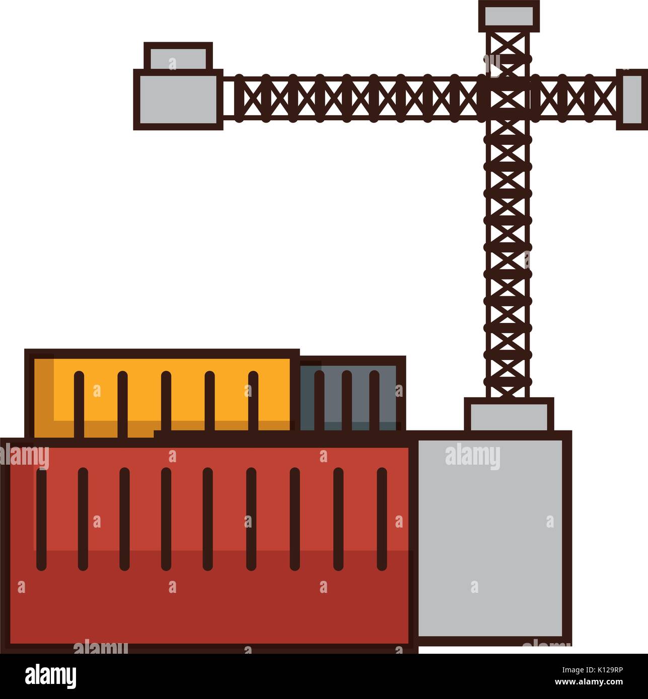 containers and industrial crane icon over white background vector ...