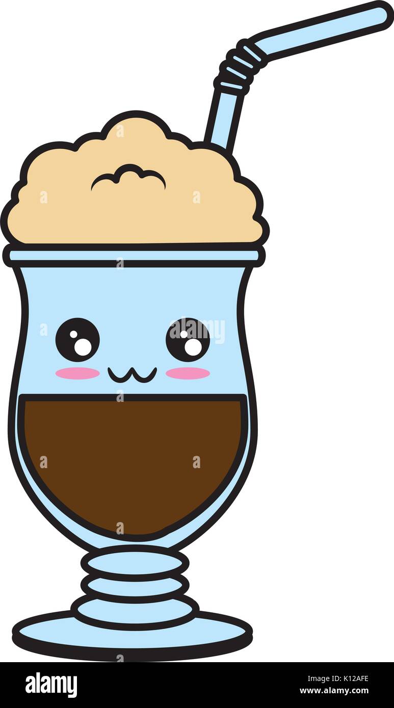 Cold coffee drink kawaii cute cartoon Vector ilustration Stock Vector ...