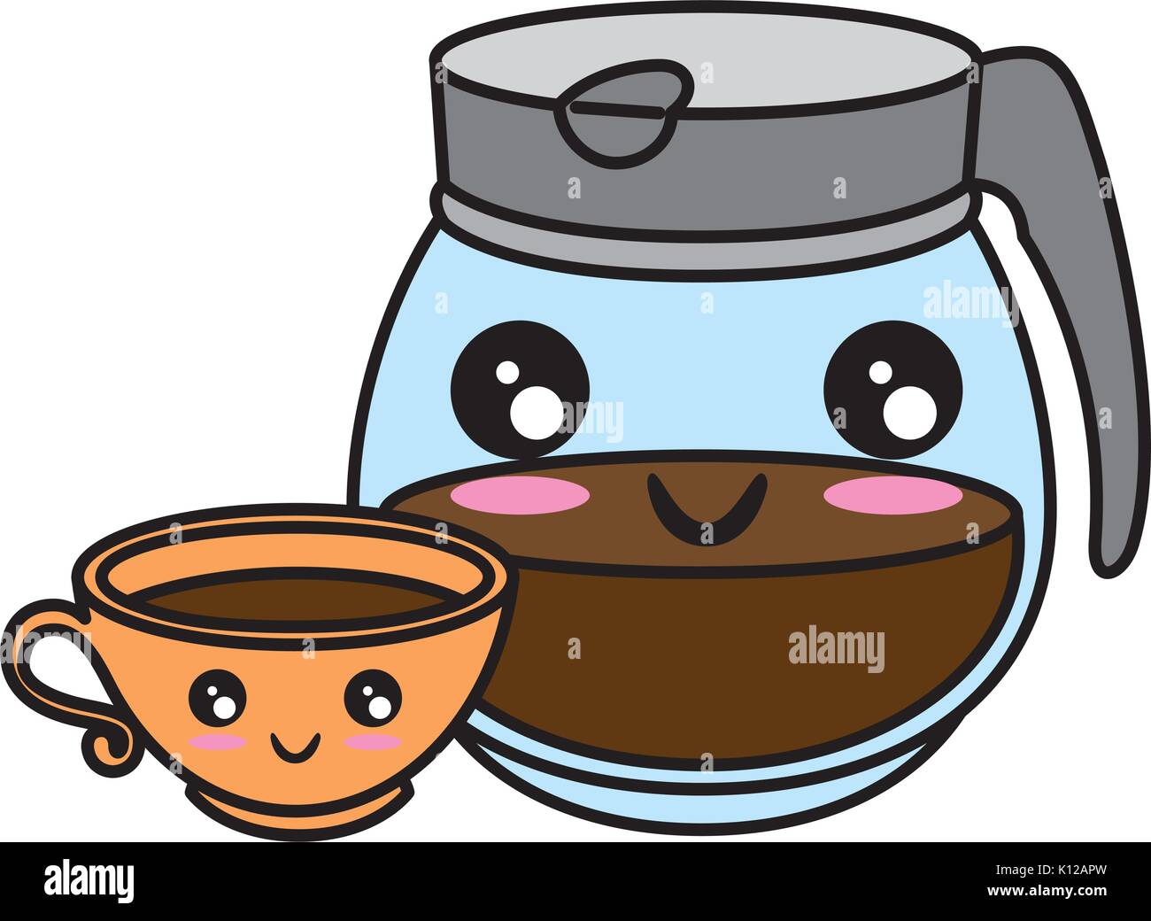 Kettle kitchenware utensil kawaii cute cartoon Vector ilustration Stock ...