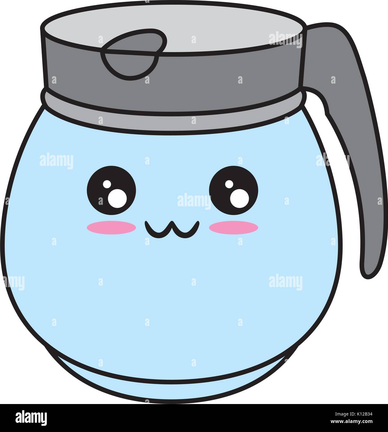 Kettle kitchenware utensil kawaii cute cartoon Vector ilustration Stock ...